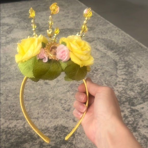 Disney | Accessories | Disney Prince Belle Yellow Floral Kids Headband ...